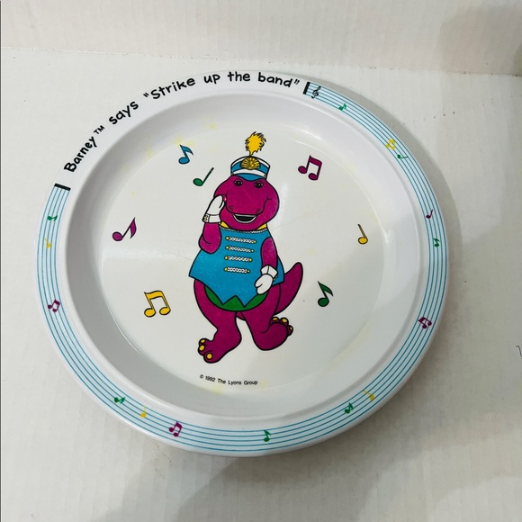 selandia | Dining | Vintage Barney Kids Plate Purple Dinosaur 85 Strike ...